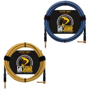 gig snake 10ft yellow & 10ft blue guitar cable bundle