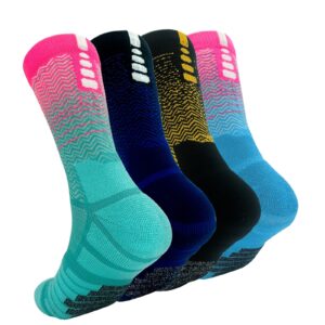 yqhmt athletic crew socks performance thick cushioned sport basketball running training compression socks for men & women