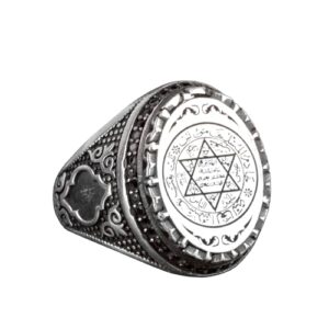 sterling silver islamic men's ring - solomon's seal engraved signet ring - handmade vintage big ring