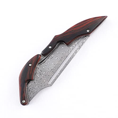 JEABROTHER VG10 Damascus Knife Mechanical Folding Knife Fixed Blade Outdoor Tool Knife