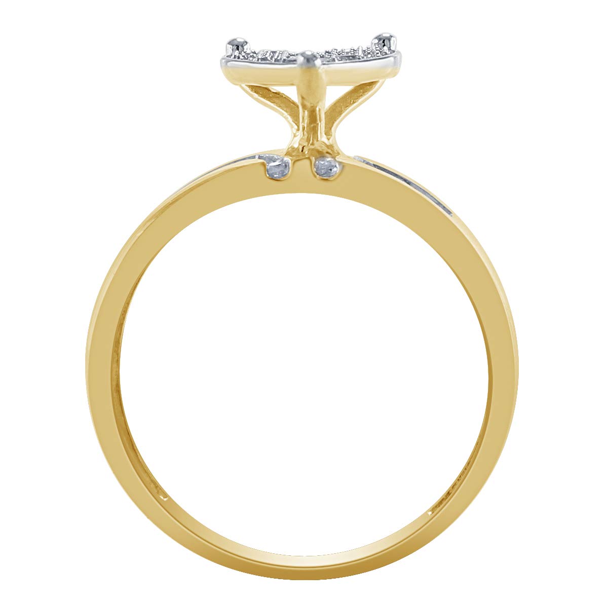 Pretty Jewels 10k Yellow Gold 0.28 Carat (cttw) Round Cut Natural White Diamond Heart Frame Engagement Wedding Trio Ring Set For Him & Her (Diamond Color : H-I, Clarity : I1-I2), Wsize-8.5, Msize-9.5