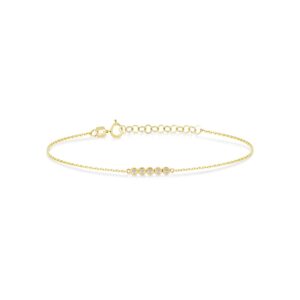 gelin 14k solid gold 5 stone bar bracelet | 14k yellow gold diamond bracelet for women, adjustable 6" to 7"