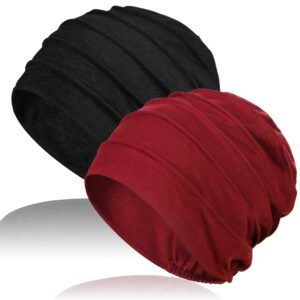 kisumthy 2 pcs cotton slouchy chemo beanies, chemo cap headwear cancer hats for women with hair loss