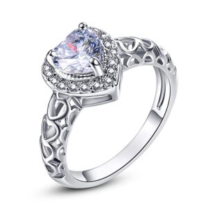 psiroy 925 sterling silver plated cubic zirconia halo heart promise rings size 9