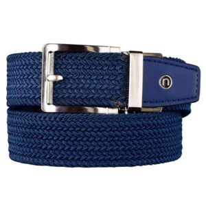 nexbelt braided golf belt with ratchet technology - cut to fit braided golf belt for men - precisefit braided stretch golf belt with 1 3/8" width strap - navy