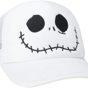 Disney Men?s Nightmare Before Christmas Hat ? Jack Skellington Baseball Cap, Dad Hat, Size One Size, Jack Skellington White