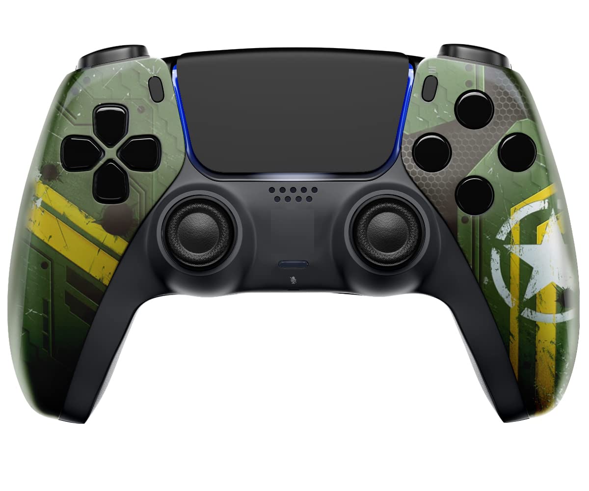 MODDEDZONE Wireless Controller for PS5 with Exclusive and Unique Designs Compatible with PlayStation 5 and PC - The Ideal Christmas Gift for Gaming Enthusiasts - Expertly Crafted in USA Army Mecha