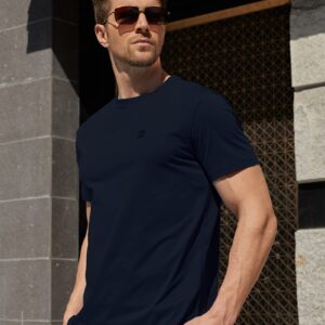 2 Pack Men's Performance T-Shirt Wrinkle-Resistant Quick Dry Short Sleeve Moisture Wicking UPF 50+ Sun Protection Athletic(2 Dark Blue,XXL)