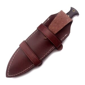 WolfKlinge Handmade Damascus Steel Dagger – Ideal for EDC, Hunting, Survival, Camping, and Fishing. Features a Fixed Spear Point Blade, Full Tang Micarta Handle, and Cowhide Leather Sheath-DCX22-59