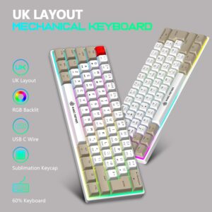 LexonElec 60% Mechanical Gaming Keyboard, Linear Red Switches, RGB Backlit Compact Mechanical Keyboard, PBT Dye-Sub XDA Keycaps, Multimedia Keys, 62-Key Anti-Ghosting Mini Keyboard, for Win/Mac/PC/PS4