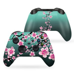 dreamcontroller cherry blossom custom x-box controller wireless compatible with x-box one/x-box series x/s proudly customized in usa with permanent hydro-dip printing(not just a skin) (modded)