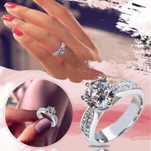 Wedding Band Ring for Women with Cubic Zirconia Engagement Promise Bridal Band Fashion Cute Plated Ring Set Engagement Promise Rings Anniversary Gift Jewelry size 5-10 (White, 7)