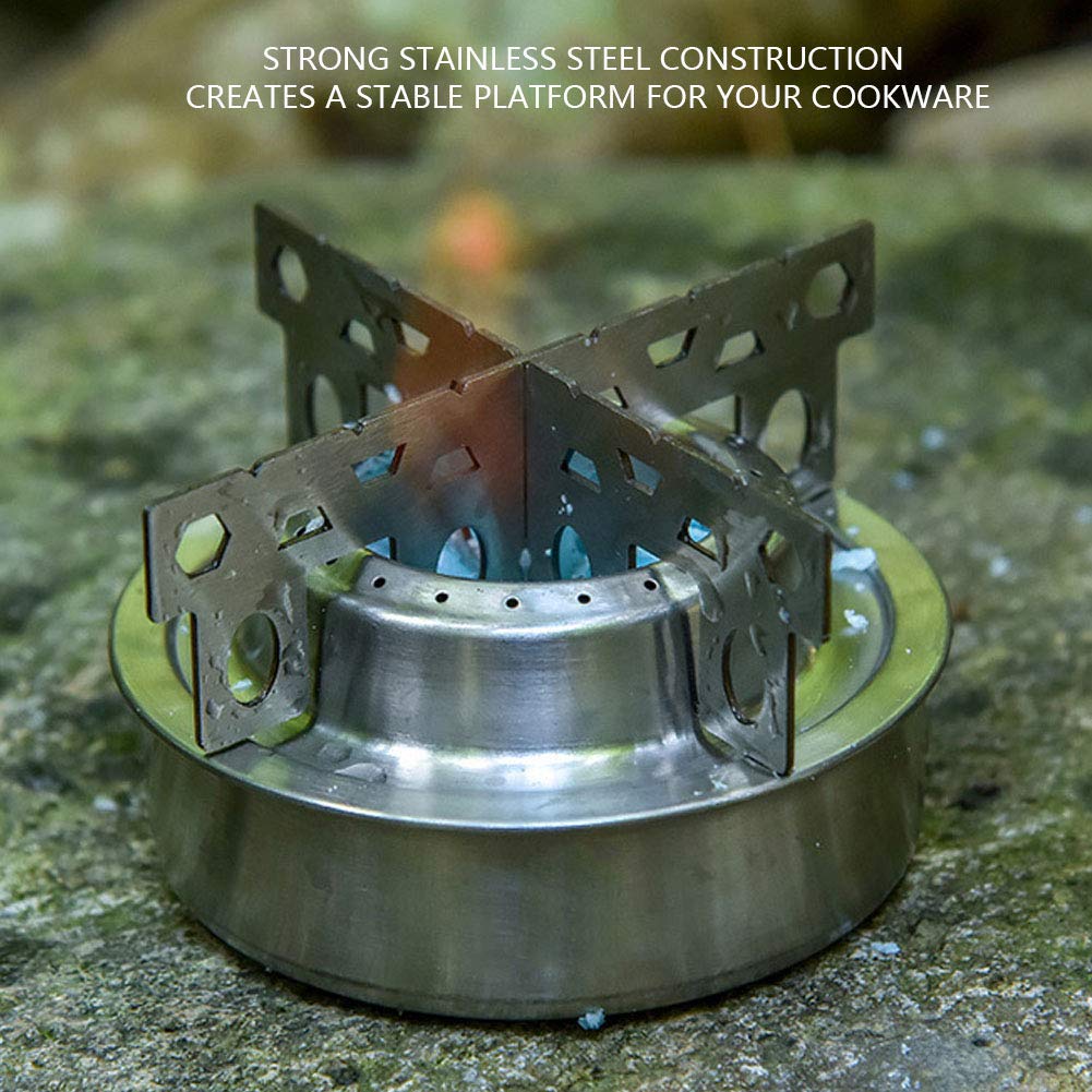 Mini Alcohol Stove,Ultralight Stainless Steel Mini Camping Stove Alcohol With Cross Stand For Camping Hiking Backpacking Picnic Bbq Outdoor Catering