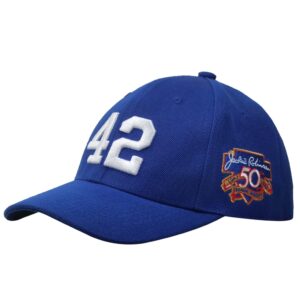 hrerty 42 robinson baseball day 50th patch dad snaback sport outdoors cap, blue, 7-7 5/8