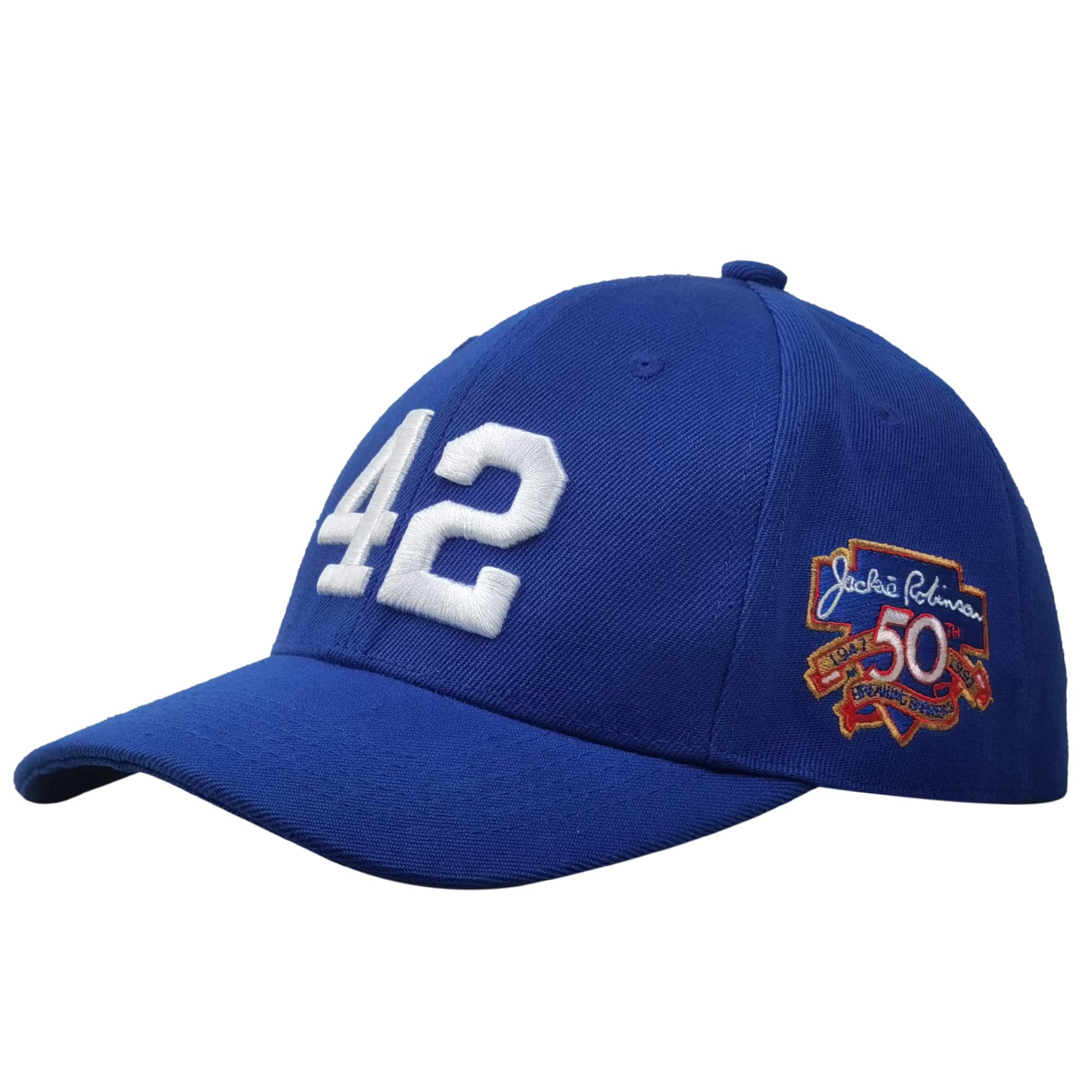 HRERTY 42 Robinson Baseball Day 50th Patch Dad Snaback Sport Outdoors Cap, Blue, 7-7 5/8