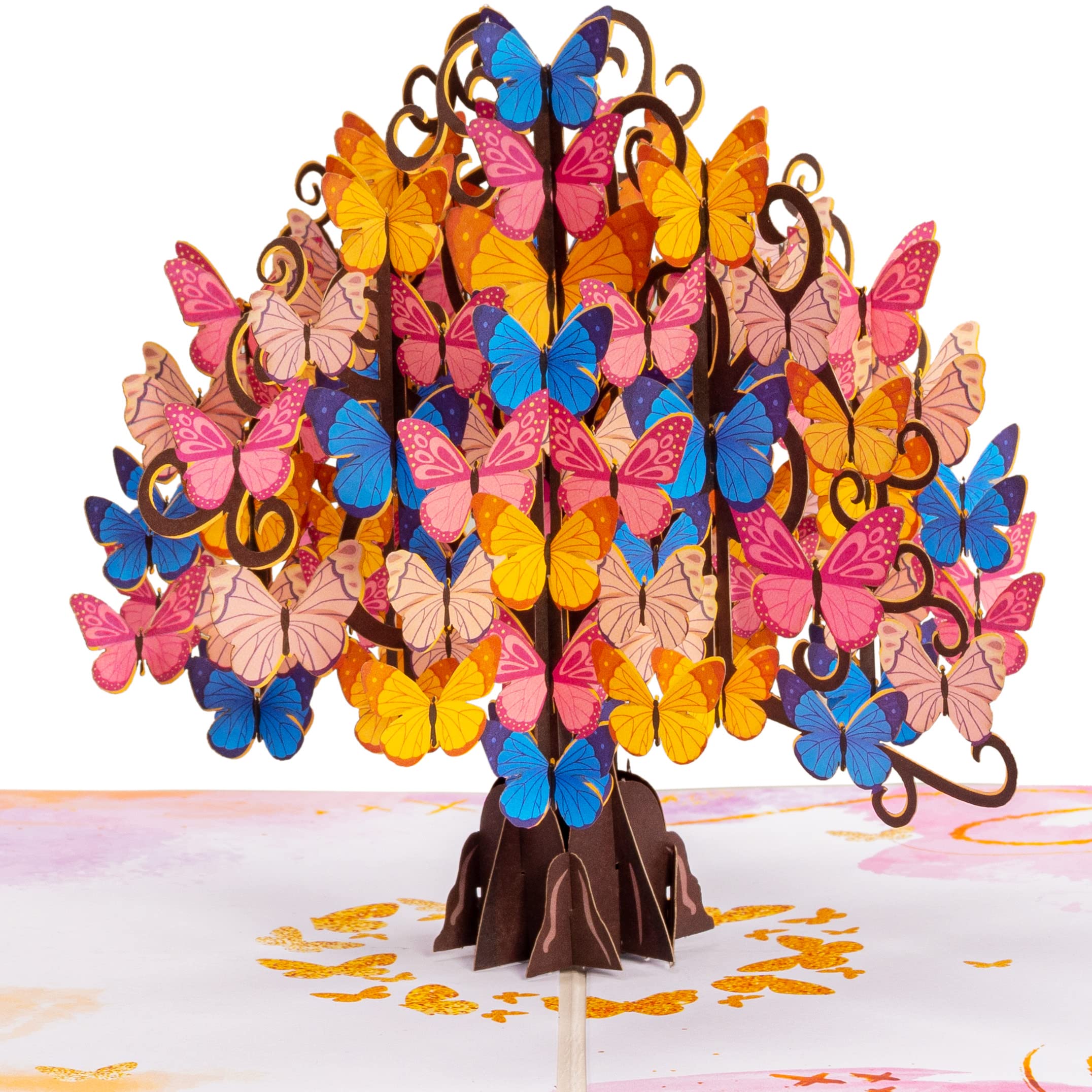 Paper Love Butterfly Tree 3D Pop Up Card, Gift for Birthday, Wedding, Anniversary, Thank You, Get Well, All Occasion or Just Because - 5" x 7" Cover - Includes Envelope and Note Tag