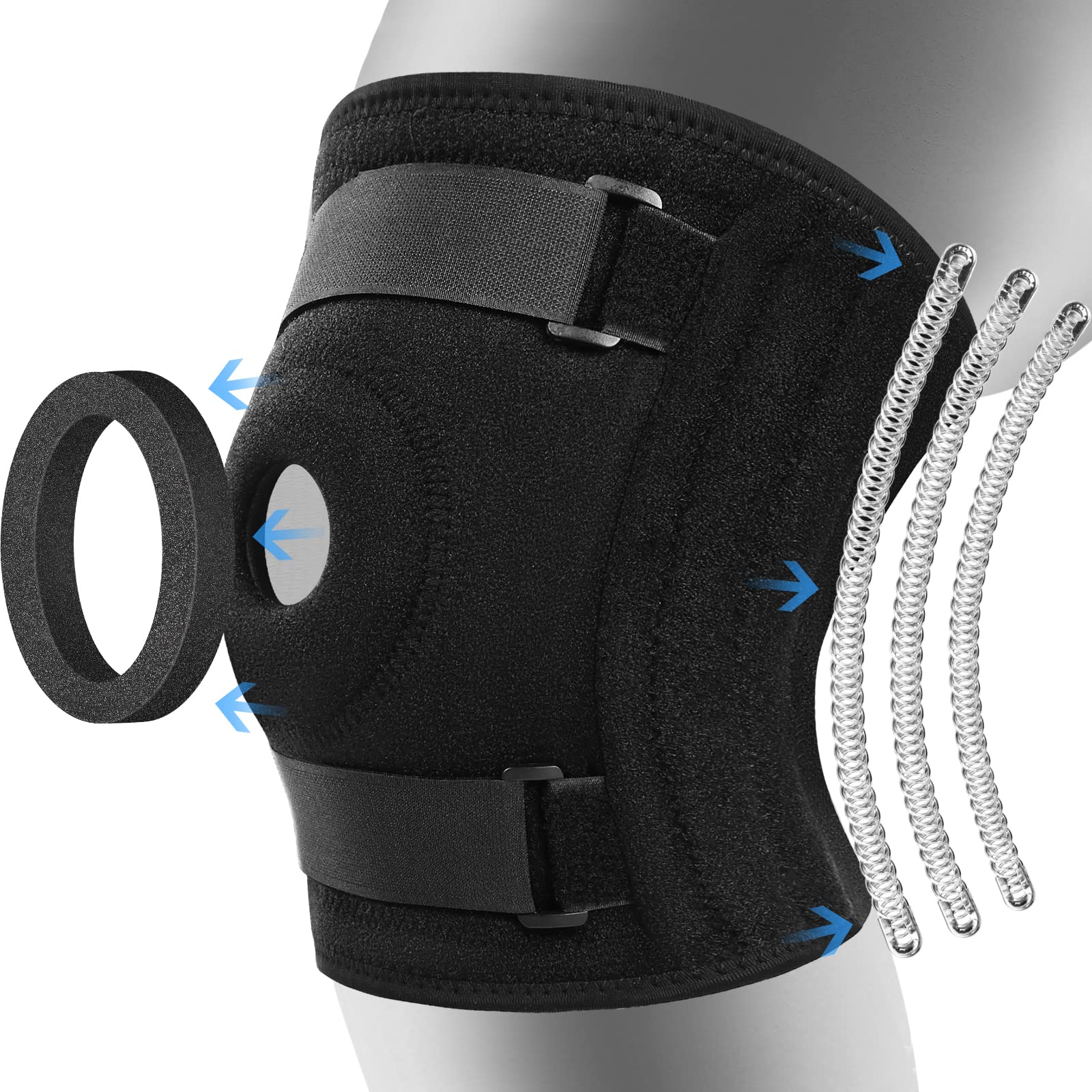 NEENCA Plus Size Knee Brace for Knee Pain, Adjustable Knee Support with Side Stabilizers & Patella Gel Pad, Neoprene Brace for Meniscus Tear, Arthritis, Joint Pain Relief, ACL, PCL, Sports. Plus Size