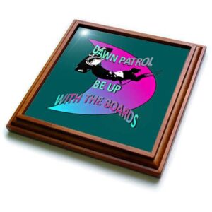 8x8 trivet with 6x6 ceramic tile - kitesurfer action extreme sport blue and pink art vector art - kitesurfing