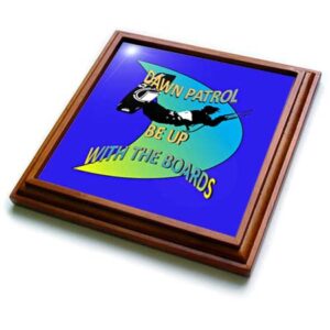 8x8 trivet with 6x6 ceramic tile - kitesurfer action extreme sport blue and yellow art vector art - kitesurfing