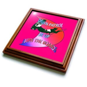 8x8 trivet with 6x6 ceramic tile - kitesurfer action extreme sport red and pink art vector art - kitesurfing