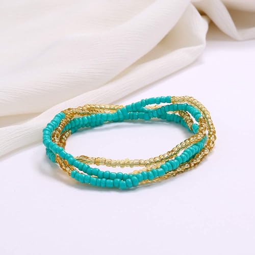 31-49Inch Elastic Waist Beads Plus Size for Women Adjustable Beaded Body Chain Belly Bracelet Stomach Beads Waistbeads (C, 31-37in)