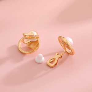 Jannisa 15 Pairs Gold Clip on Earrings Set for Women Teens CZ Simulated Pearl Clip on Earrings for Women Hypoallergenic Non Pierced Earrings Jewelry Gift