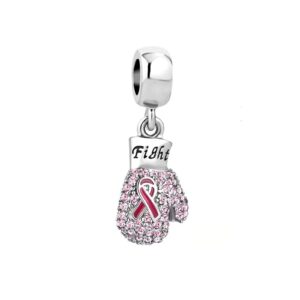 kunbead women fight breast cancer boxing gloves dangle charm compatible with pandora bracelets