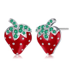 shusukue strawberry earrings sterling silver strawberry stud earrings hypoallergenic earrings jewelry gifts for women