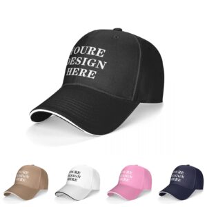 custom hats for men design your own picture add photo logo text name personalized adjustable casual baseball cap fitted hat dad hat unisex (black)