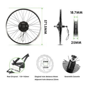 Yose Power Waterproof 500W 26 Inch Ebike Conversion Kit with 48V 13Ah Battery for Freewheel 26" Electric Bike Rear Wheel, Electric Bicycle Hub Motor Kit, LED Display, Installation Tool