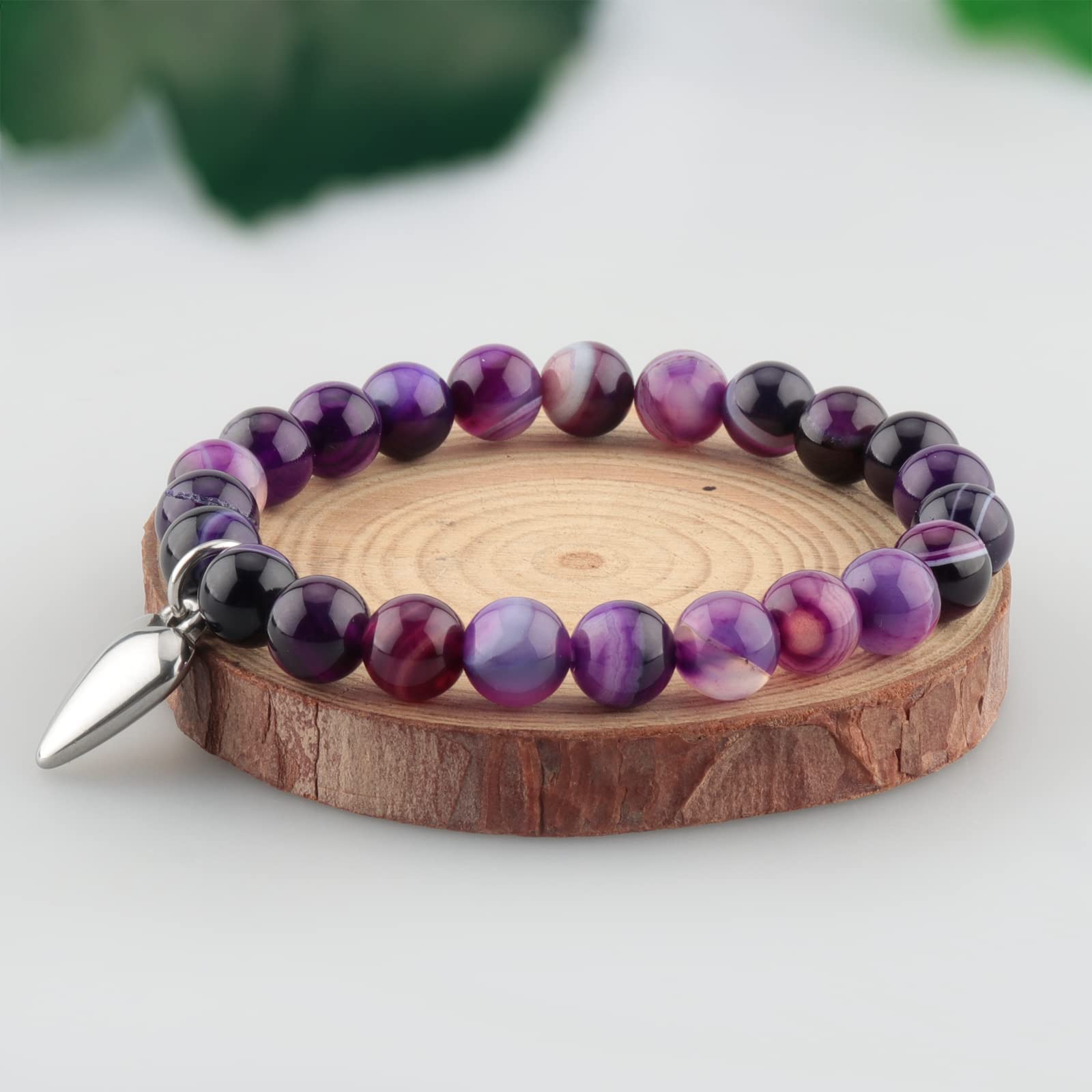 Haoze 40th Birthday Gifts for Women Men, Amethyst Beads Birthday Bracelet for Woman Truning 40 Years Old Jewelry Gift for Women Men Mom Sister Best Friend Wife Boss Birthday Gifts(8mm Amethyst)