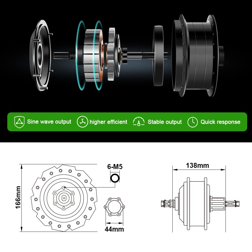 Yose Power Waterproof 500W 26 Inch Ebike Conversion Kit with 48V 13Ah Battery for Freewheel 26" Electric Bike Rear Wheel, Electric Bicycle Hub Motor Kit, LED Display, Installation Tool