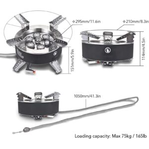 Bulin Camping Gas Stove Burner 18000W Adjustable Ultralight Backpacking Stove Windproof Camp Portable Propane Stove for Camping Hiking Backpack Outdoor, SILVER-18000W (BL_BL100-B18_SILVER-USVC)