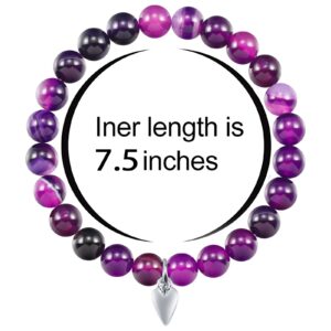 Haoze 40th Birthday Gifts for Women Men, Amethyst Beads Birthday Bracelet for Woman Truning 40 Years Old Jewelry Gift for Women Men Mom Sister Best Friend Wife Boss Birthday Gifts(8mm Amethyst)