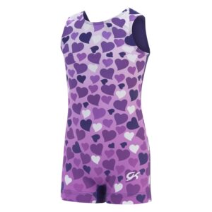 gk stars biketard for girls | dance & gymnastics (child large, falling hearts)