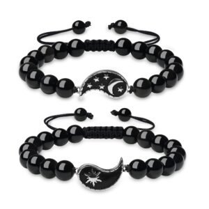 coai gifts for her yin yang my sun and stars moon of my life black obsidian stone bracelets