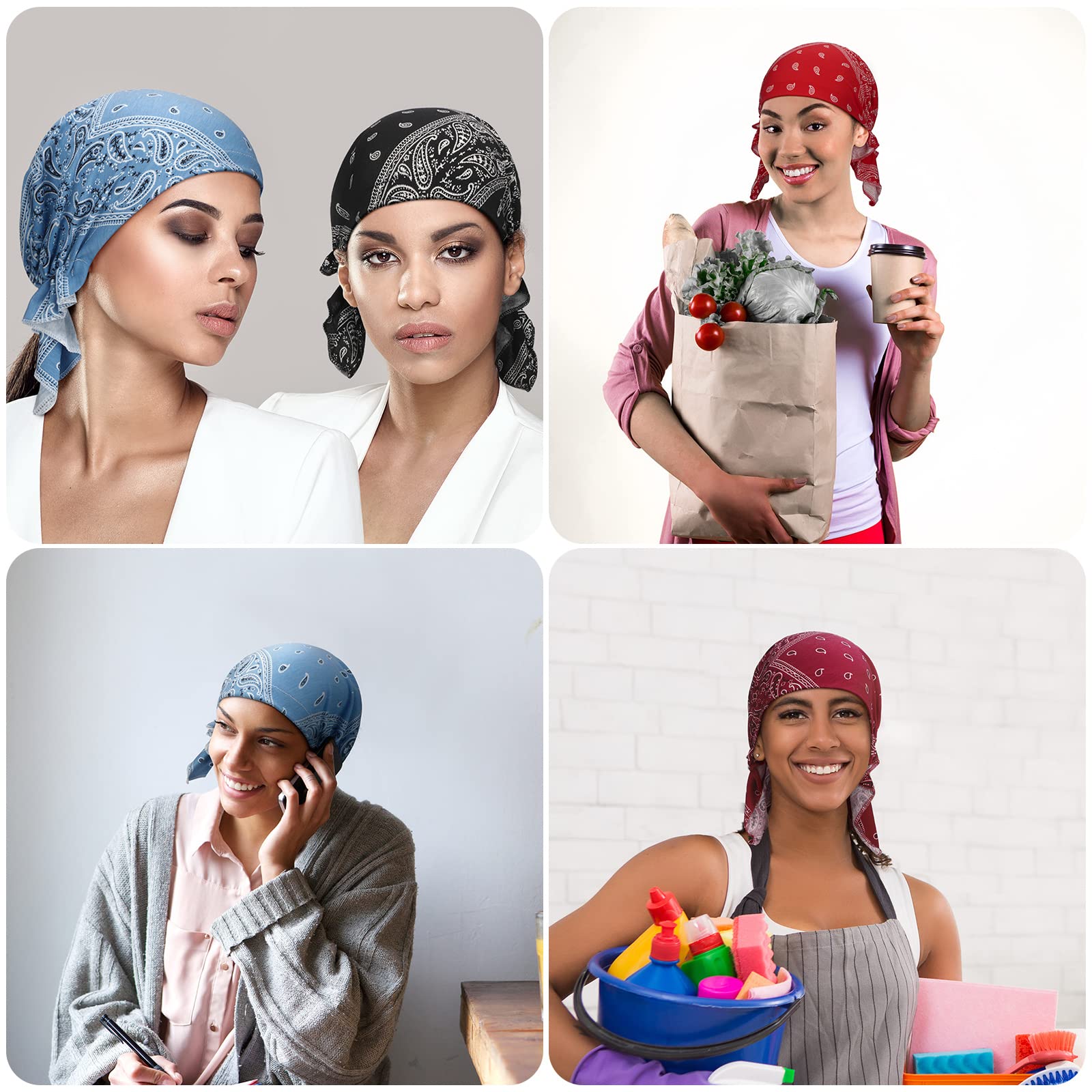 Geyoga 6 Pcs Chemo Headwear for Women Turban Beanie Caps Cancer Head Scarves Hair Loss Beanie Headwear for Yoga Running (,Elegant Style) Multicolor