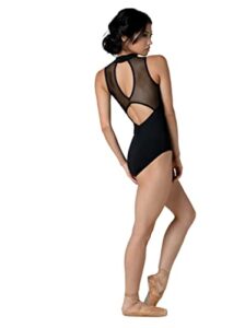 danz n motion women mock neck tank leotard 22125a (black, small)