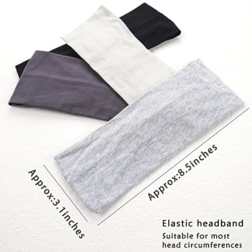 BBGifts 12 Pack Cotton Stretch Headbands, Women Girls Non-Slip Head Wraps Workout Headbands Sweatbands for Running, Cross Training, Yoga and Bike Helmet Friendly