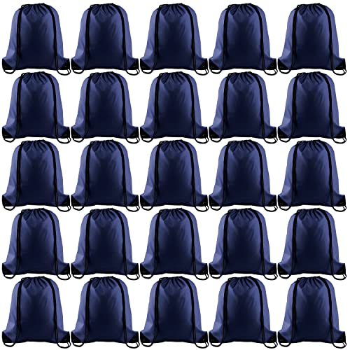 KUUQA Drawstring Backpack, 25Pcs Navy Blue, Lightweight Gym Bag for Sports, Travel, Yoga