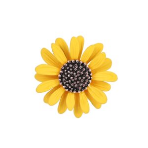 yellow daisy brooch pin, white sun flower brooch.enamel charm daisy coat collar brooch for women (yellow)