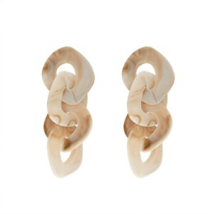 exaggerated acrylic dangle earring jewelry for women irregular circle pendant drop resin earrings (beige)