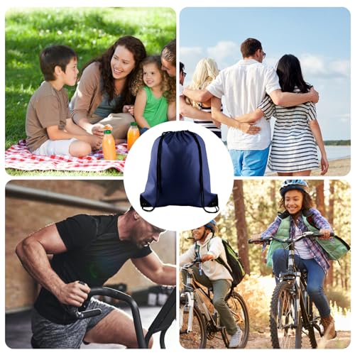 KUUQA Drawstring Backpack, 25Pcs Navy Blue, Lightweight Gym Bag for Sports, Travel, Yoga