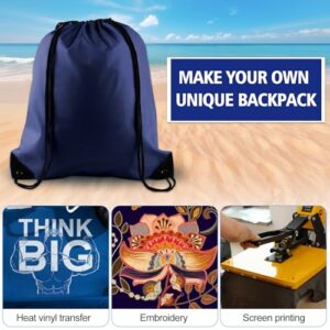 KUUQA Drawstring Backpack, 25Pcs Navy Blue, Lightweight Gym Bag for Sports, Travel, Yoga