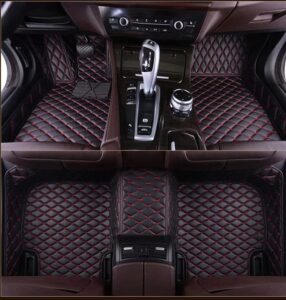 yaruicarcustom car floor mats for 99.99% sedan suv sports car men women protection full coverage pads anti-slip leather floor lining all weather (black red)