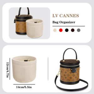 Soyizom Felt Purse Organizer Purse Insert Fits Cannes Cylinder Bag Insert Tote Organizer for Women Purse Liner Purse in Purse,Beige