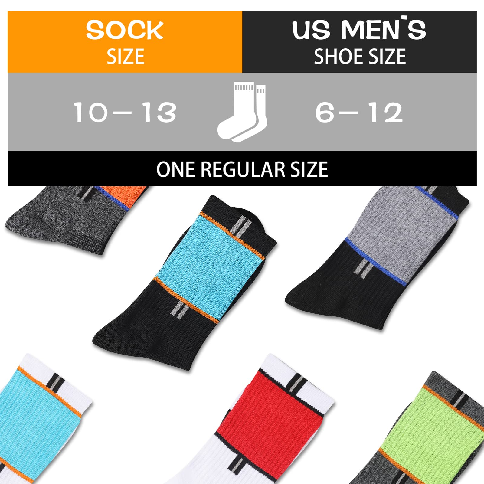 COOPLUS Mens 5 Pairs Hiking Crew Socks Athletic Cushioned breathable Trekking Socks Multi Performance