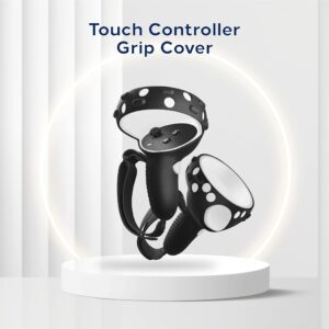 TNP Controller Grips for Oculus Quest 2 / Meta Quest 2 Knuckle Strap Black VR Touch Controller Hand Grip Cover Protector Sleeve with Anti-Throw Adjustable Straps