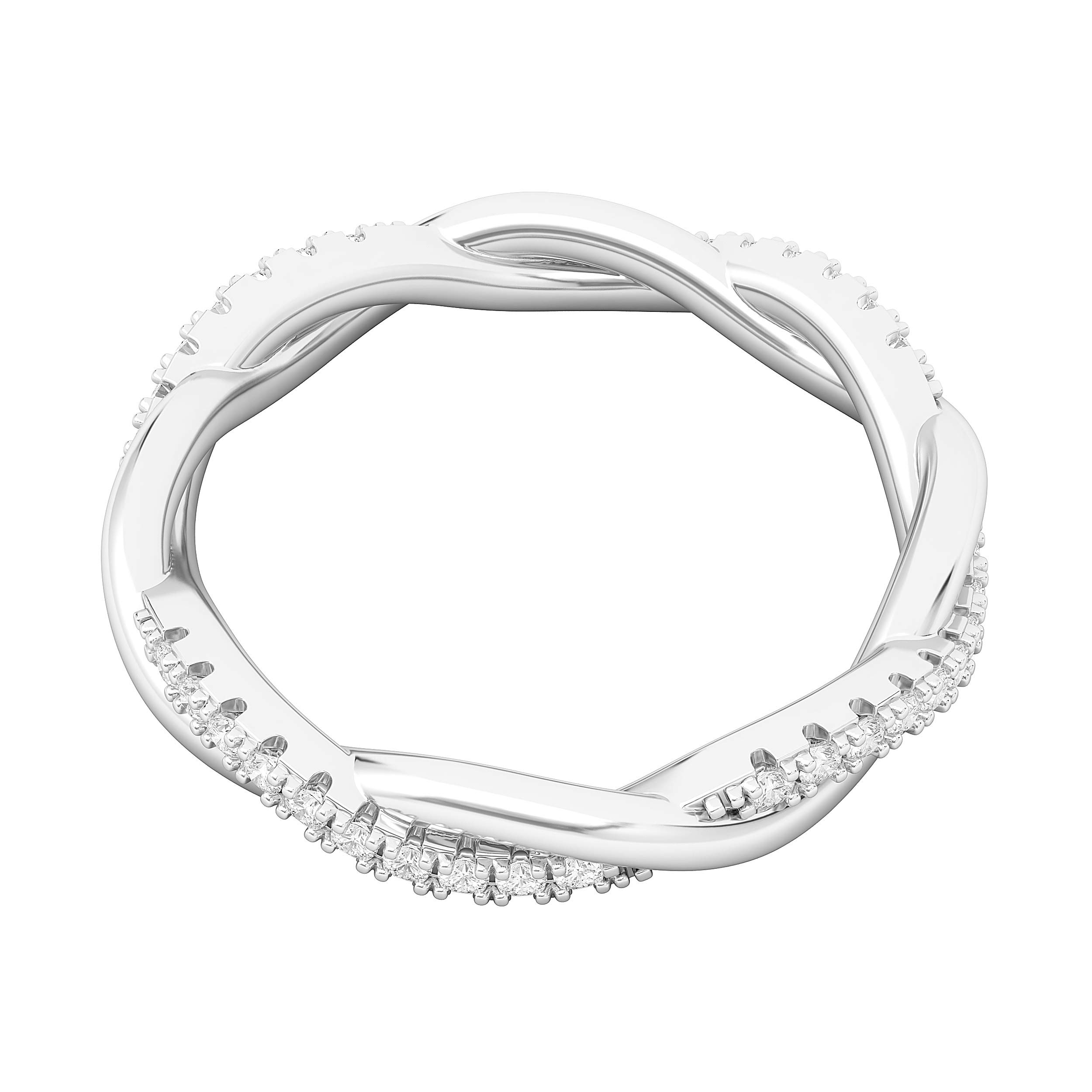 Sterling Silver Petite Twist Full Eternity Ring Genuine Moissanite Interwind Wedding Band Matching Ring (7.5)