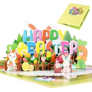 della stella easter pop up card, 3d easter greeting cards,easter bunny card with envelopes, pop up greeting cards for wife,husband,duaghter,son (happy easter)